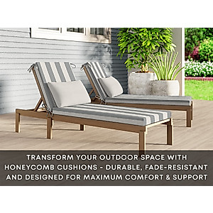 Honeycomb Outdoor Chaise, 22.5" W x 70" L, Stripe Stone Beige Patio Cushion
