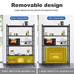 Terkoos 5-Tier Shelf Shelves for Storage, Heavy Duty Metal Shelves Wire Rack Shelving Unit, Adjustable Shelf with Wheels for Home Office Kitchen Bathroom