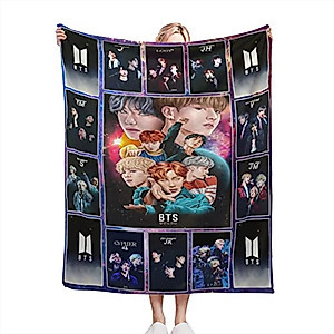 Kpop Blankets Soft Warm Blanket Ultra Cozy Plush Lightweight Galaxy-Background Throw Blankets Fans Gifts Merchandise Flannel Fuzzy for Sofa Bed Couch (Kpop 3D Print Blanket, 50" X 40")