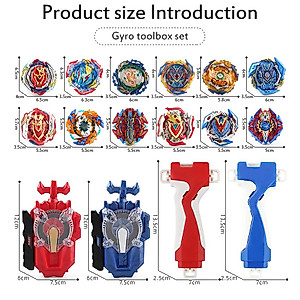 12 Piece bey Battling Burst Gyros Tops 2 Sparking Launcher with 1 Portable Storage Box Set Burst quadrive BayBlades pro Series Set for Kids Children.