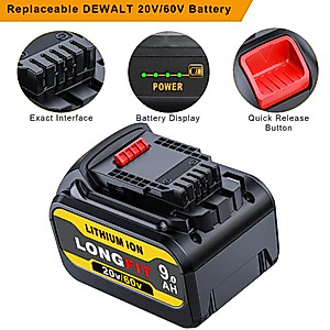 DCB609 60V/20V Replace for DEWALT Battery 9.0AH, Compatible with DeWalt 20V/60V Power Tools, Replace for dewalt 20V/60V Battery DCB609 DCB606 DCB612, Compatible with DeWalt 20v 60v Battery Chargers