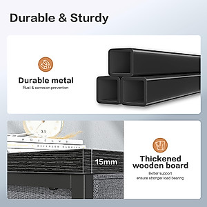 EnHomee Tall Dresser,Dressers for Bedroom with 18 Drawers,Dressers & Chests of Drawers Fabric Dresser with Wooden Top & Metal Frame,Living Room,Closet,Hallway, Black Wood Grain,57.7" H*37.8" W*12" D