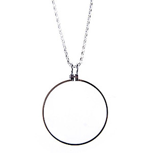 Magnifying Glass Necklace Mini Reading 5X Magnifier with 90cm/36 inch Chain Perfect for Reading Crafts Needlework Jewelry (Silver)