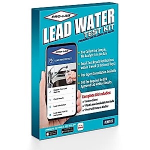 PRO-LAB Lead in Drinking Water Test Kit - Same kit used by Home Inspectors. You collect the sample, we analyze it. Results emailed within 1 week. $40 lab fee required for EPA Certified Lab analysis.