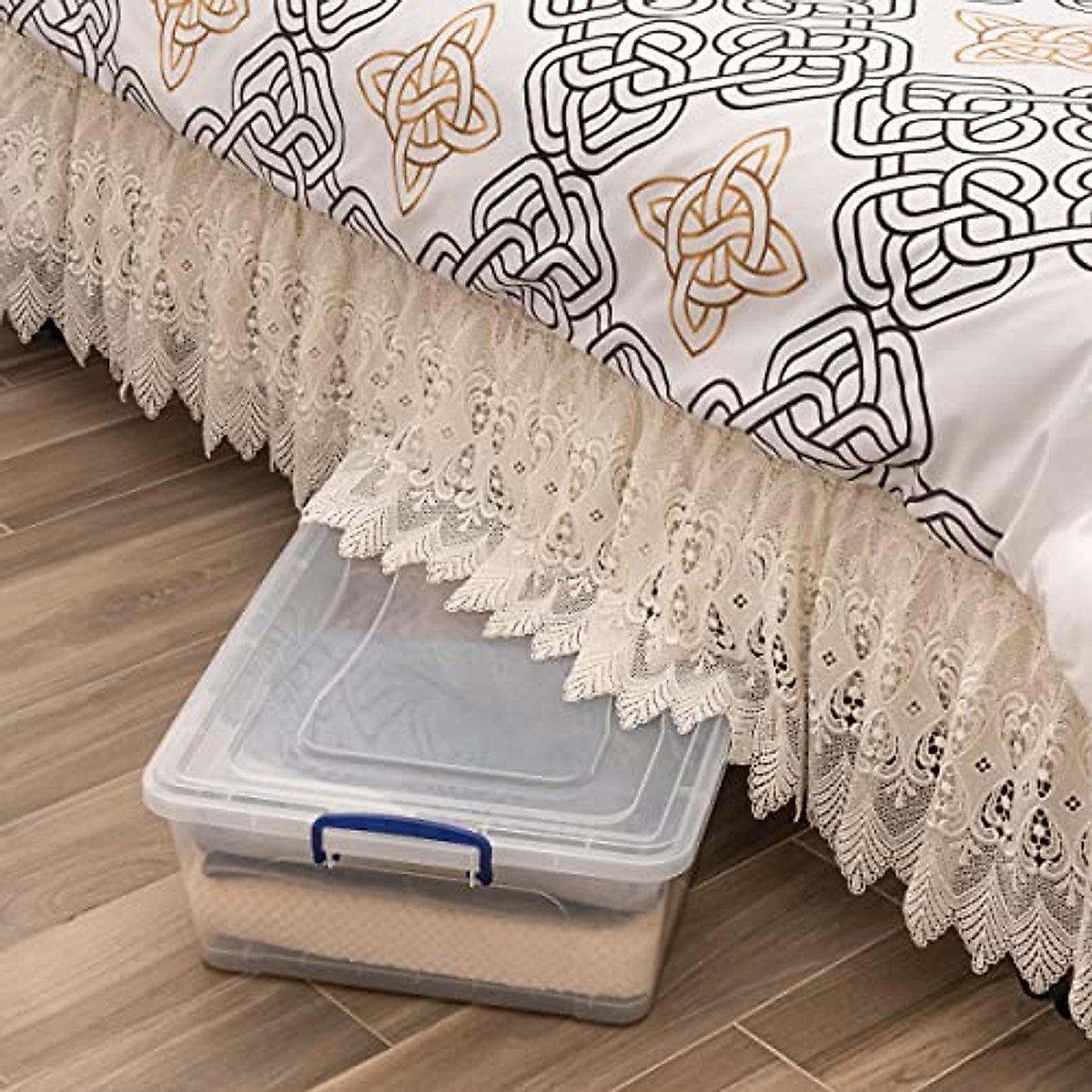 Superio Under Bed Clear Storage Bin with Lid, Stackable Plastic Storage Container with Latch Closure (42 Quart- Under Bed)