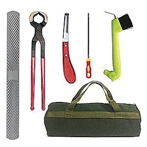 6 Piece Professional Farrier Tool Kits - Mini Goat Hoof Trimmers, Rasp Hoof File, Goat Pig Equine Hoof Nipper Cutter Handle Knife (12 Inch)