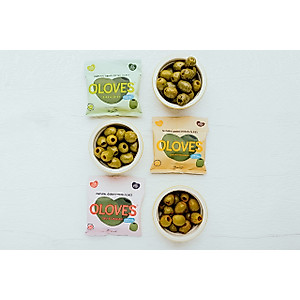 OLOVES Natural Whole Pitted Olives | 24 Pack Variety | Basil & Garlic, Chili & Oregano, Lemon & Rosemary | Vegan, Kosher, Gluten Free + Keto Friendly Healthy Snacks, 1.1 Ounce (Pack of 24)