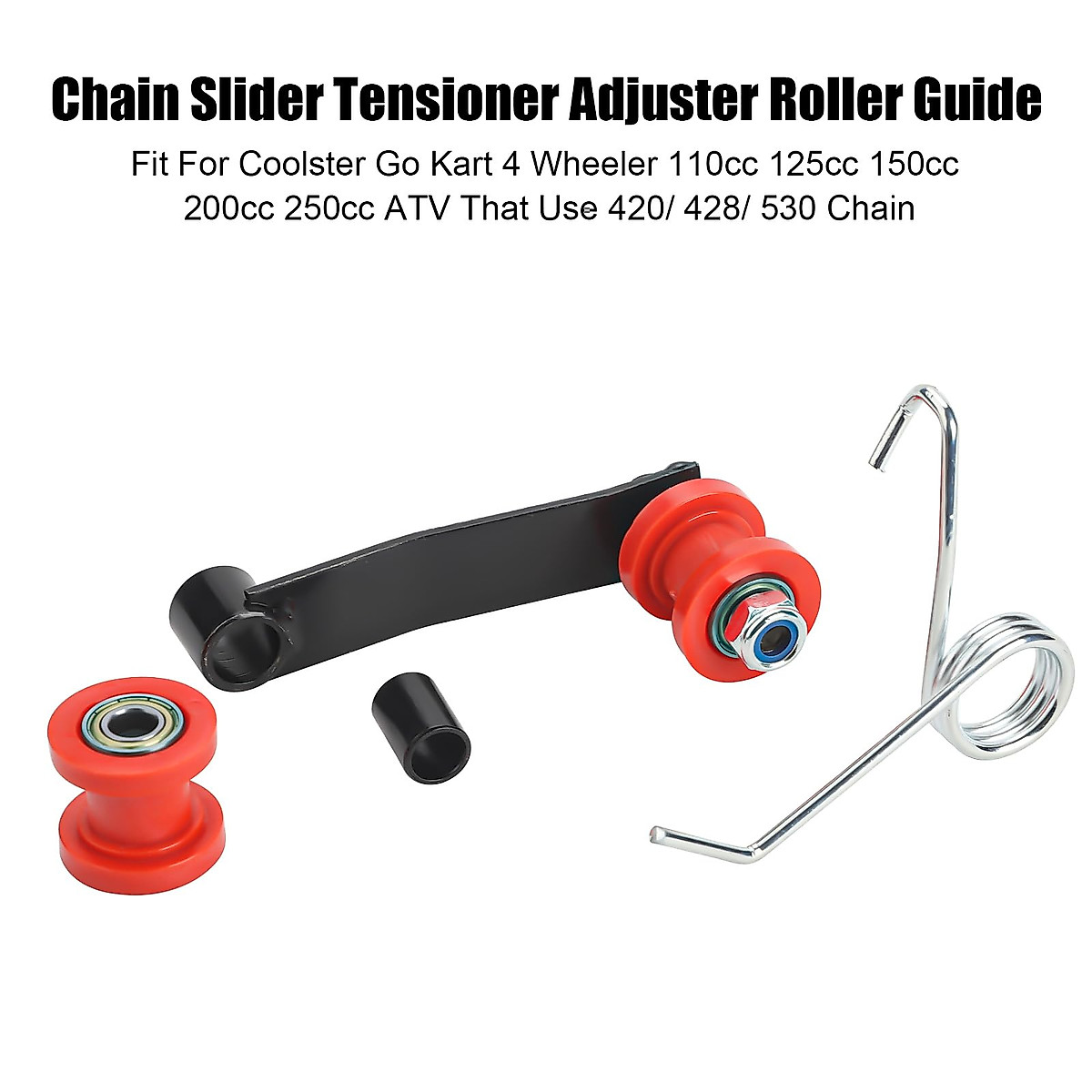 Chain Slider Tensioner Adjuster Roller Guide Fit For Coolster Go Kart 4 Wheeler 110cc 125cc 150cc 200cc 250cc ATV That Use 420/428/ 530 Chain