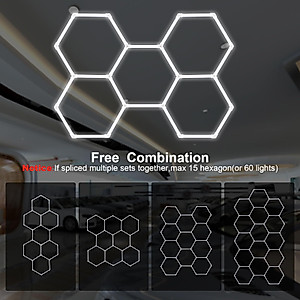 MODERN Hexagon Garage Lights，25 Pack 216W 25920LM High Brightness Hexagon Garage LED Lights for Garage, Shopping Mall, Workshop and Car Detailing Shop etc. … … …