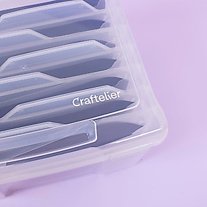 Craftelier - Die and Stamp Storage Box | Includes 6 Dividers, 7 Envelopes and 7 Magnetic Sheets | Size Approx. 26.67 x 22.86 x 19.05 cm (10.5" x 9" x 7.5") - Transparent Colour