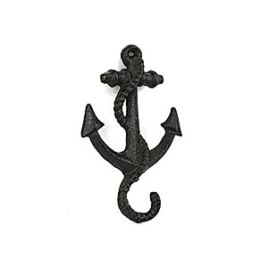 Rustic Black Cast Iron Anchor Hook 5 Inch - Anchor Decoration - Nautical Wall Hook