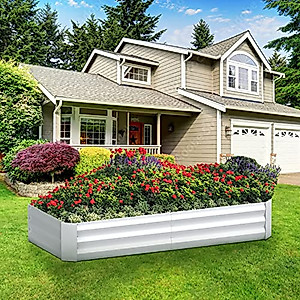 RAXSINYER 8x4x1FT Raised Garden Bed, Galvanized Raised Garden Beds Outdoor for Vegetables, Fruits, Flower, Large Metal Planter Raised Garden Boxes with Gloves and Labels
