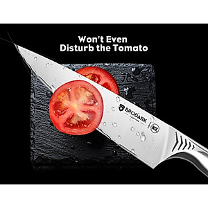 BRODARK Knife Set with Block, 15 Pieces Knife Block Set with Built-in Sharpener, One-Piece Stainless Steel Kitchen Knife Set, Razor Sharp Chef Knife Set, Shark Series