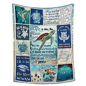 Sea Turtle Blanket Sea Turtle Gifts for Women Throw Blanket,Turtle Gifts for Turtle Lovers,Bed Blanket Cozy Air Conditioning Blanket Plush Blanket for Sofa Car Office,40"x50"-Throw Size for Kids
