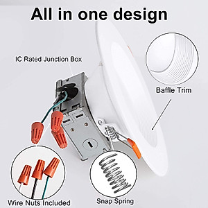 24Pack 6Inch Slim LED Downlight with Junction Box LED Recessed Lights with Integrated Junction Box Canless Light 5 Color CCT Tunable Integrated Junction Box 14W 1050LM Dimmable Recessed Jbox Fixture