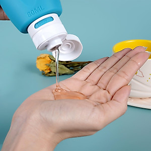 JaneJu Travel Bottles for Toiletries, TSA Approved 3oz 4 Pack Travel Size Containers, Refillable Leak Proof BPA Free Silicone Squeezable Travel Accessories for Shampoo Conditioner Lotion