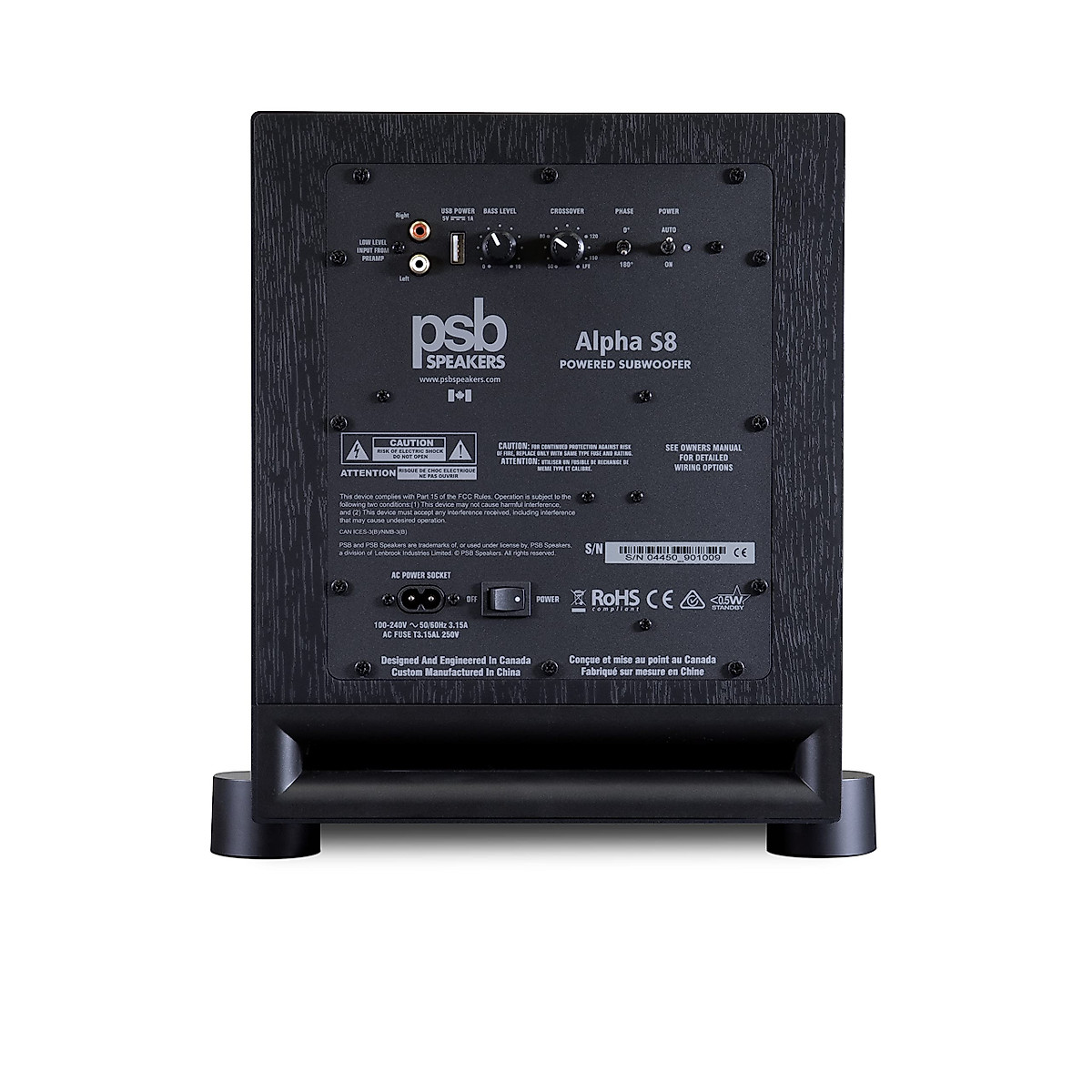 PSB Alpha S8-8" Powered Subwoofer, Black (Each)