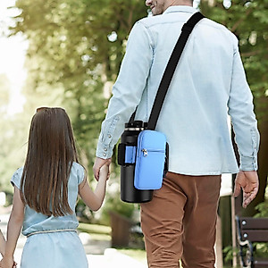 Gym Water Bottle Pouch for Stanley Tumbler with Handle, Universal Water Bottle Carrier Sling Sleeve with Strap & Pocket, Fits for A Variety of Stanley Tumbler, Gym Water Bottles for Owala, 40-128 oz