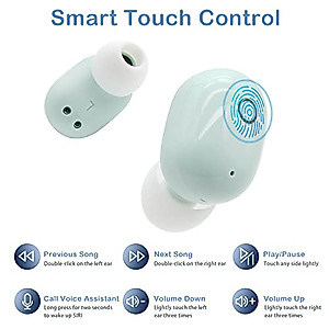 Wireless Earbuds Bluetooth 5.3 Headphones with Wireless Charging Case Touch Control Wireless Noise Cancelling Earbuds IPX5 Waterproof Stereo Headphones, Wireless Earbuds for iPhone/Android/iOS (Green)