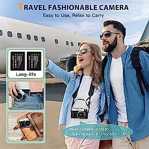 Upgraded 4K Digital Camera with Viewfinder Flash & Dial, 48MP Digital Camera for Photography and Video Autofocus Anti-Shake, Travel Portable Camera with SD Card 2 Batteries, 16X Zoom Vlogging Camera