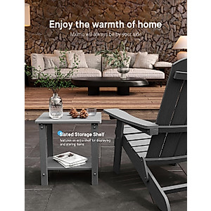 MXIMU Outside Adirondack Square Side Table, Weather Resistant Patio Table, Outdoor End Tables for Backyard, Pool, Indoor Companion, Front Porch