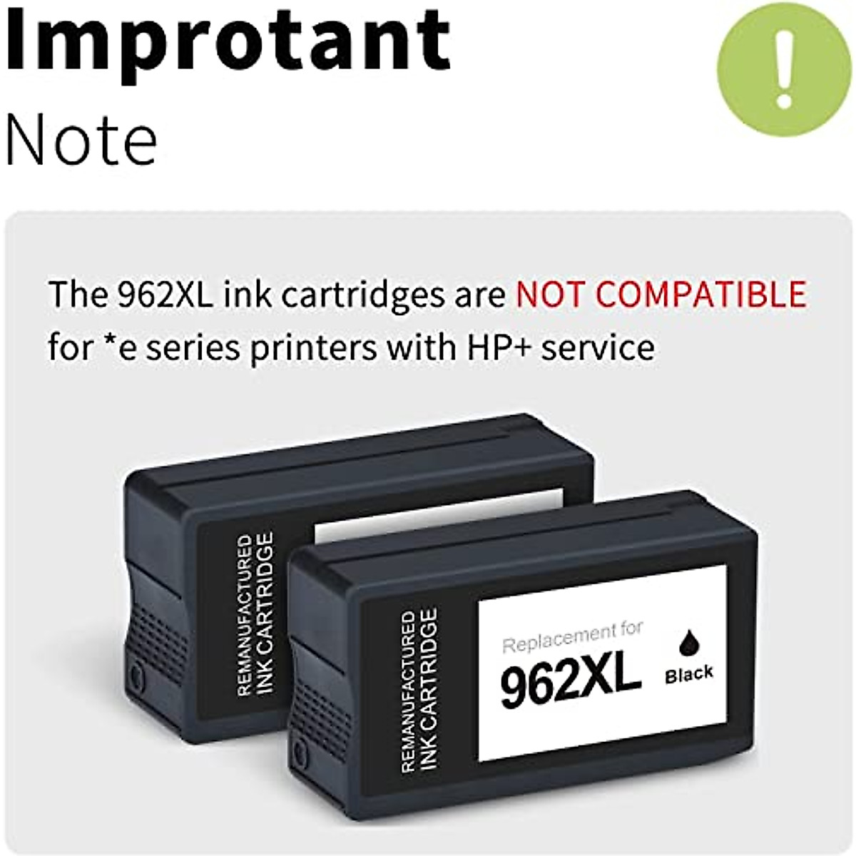OA100 962XL Black Remanufactured Ink Cartridge Replacement for HP 962XL 962 for OfficeJet Pro 9010 9015 9018 2 Black 962XL Black Ink Cartridge Combo Pack