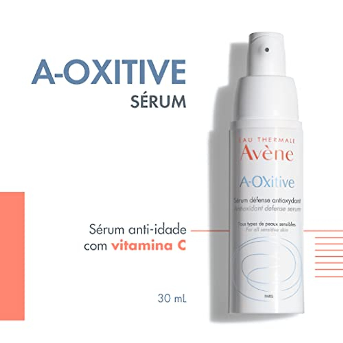 Avene A-Oxitive Antioxidant Defense Serum, Vitamin C & E, Hyaluronic Acid, Free Radical Protection, 1 Oz