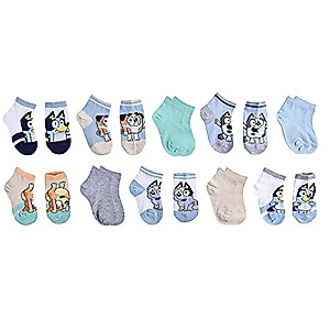 Bluey boys 10-pack Quarter Socks, White, 2-4T US