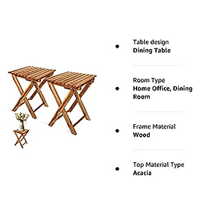 LITADA Small Patio Table (Set of 2) Acacia Wooden Small Table, Side Table, Coffee End Table, Small Square Folding Side Table, Plant Stand Mid Century Easy Assembly Modern Home Decor (Natural Color)