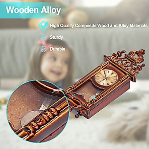 plplaaoo 1:12 Scale Dollhouse Wall Clock, Miniature Dollhouse Vintage Clock Decoration Accessories, Exquisite Wooden Grandfather Clock Living Room Furniture Toy for Doll House Decoration