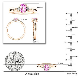 Dazzlingrock Collection 6X4mm Oval Pink Sapphire & Round White Diamond Engagement Ring for Women in 10K Rose Gold, Size 8