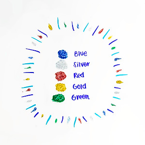 BAZIC Products 6 Color Glitter Glue Set 20 Milliliter Bottles - Classic Colors - Green, Gold, red, Silver, Blue, and Purple