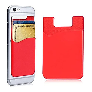 Mikikit Red Purses 9pcs Silicone Sleeve, Sticker Holder Red with Holder, Wallet, Pocket Wallet Compatible Phone, Tablets Adhesive Smartphones Fashion for Cell Id Holders Credit on Case,