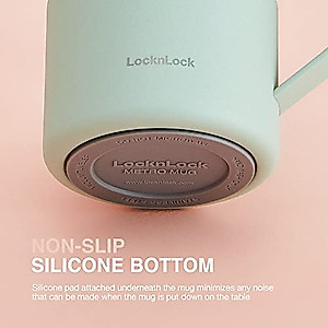 LocknLock Metro Mug Premium 18/8 Stainless Steel Double Wall Insulated with Handle Perfect for table with Lid, Dark Green, 20 oz