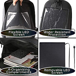 POPAR READ IT. SEE IT. BE IT. Luminous Backpack - LED Multi-Media Light Up Backpack - Includes Battery and Mobile App - Red