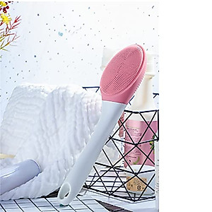 INGVY Dry Brushing Body Brush Electric Massage Bath Brush Long Handle Double-Sided Vibration Bath Brush Bath Massage Soft Silicone Bath Brush 3 Frequency (Size : Blue)