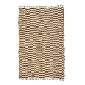 Pebble & Crane - Durham Rug - Woven Throw Rug - Jute and Cotton - Area Rug for Kitchen, Living Room, Bedroom, and More - Solid Trim - 6’ x 9’ - Natural and Beige