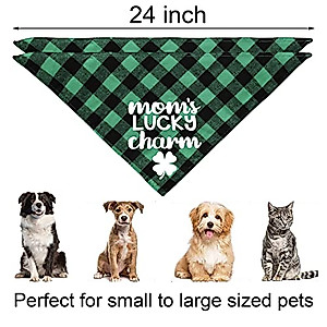 JOTFA St. Patrick’s Day Dog Bandanas, Plaid Dog Puppy St. Patrick’s Day Bandana Scarf for Small Medium Large Dogs Pets (Mom’s Lucky Charm & Kiss Me I’m Irish)