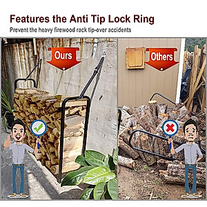 Artibear Firewood Rack Stand 4ft With Log Holder Cover For Outdoor Indoor Fireplace Wood Pile Storage Stacker Organizer