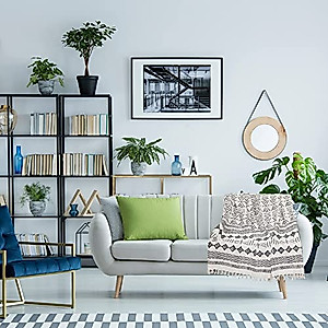 InstyleCraft - Cotton Throw Blanket - Woven Warm Boho Decor Couch Chair Sofa Bed Kitchen Living Room - Block-Printed - Chair Blanket with Tassels for Outdoor Camping Beach Picnic