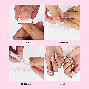 Glamnetic Press On Nails - Wild Card | Opaque UV Finish Short Pointed Almond Shape, Reusable Pastel Nails in 12 Sizes - 24 Nail Kit with Glue
