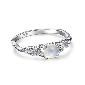 Angol Genuine Moonstone Ring Sterling Silver for Women Rainbow Moonstone Thumb Ring Minimalist Statement Band Finger Ring Dainty Trendy with Box