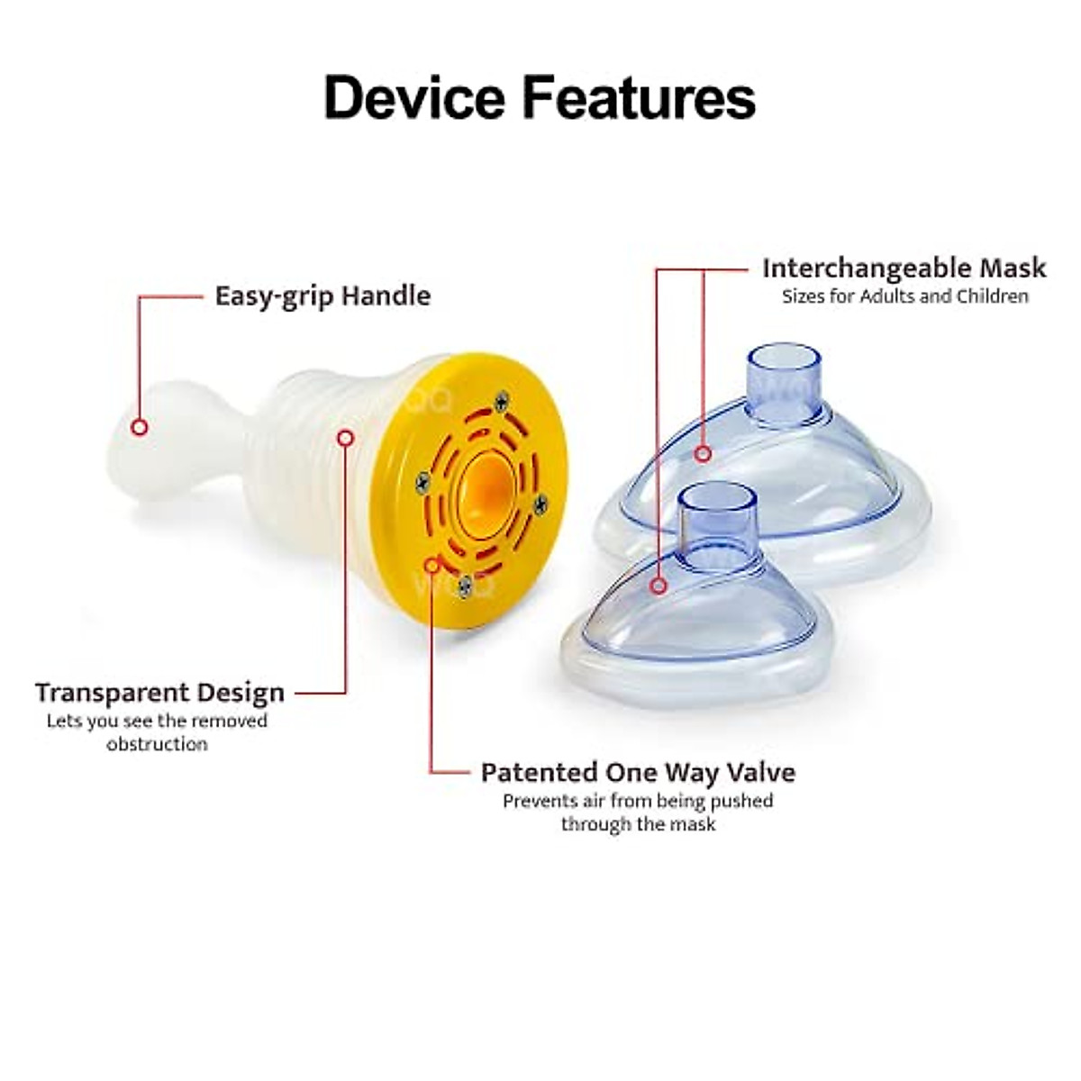 NGDN Choking Emergency Device Rescue Device, First Aid with 2 Size CPR Masks for Kids and Adults, Portable Suction Anti Kit