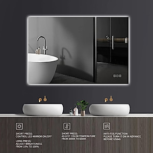 KEECKA 24x36 Inch LED Bathroom Mirror with Lights,Backlit, Anti-Fog Wall Mounted Dimmable Lighted Bathroom Mirror,3-Color Warm/Natural/White High(Vertical & Horizontal)