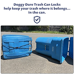 (2 Pack) Doggy Dare Trash Can Lock - Medium - Fits 30-40 Gallon Trash Cans - Perfect for Dogs, Raccoons, Opossums - Bungee Cord Design Makes Install Simple (Trash Can NOT Included)