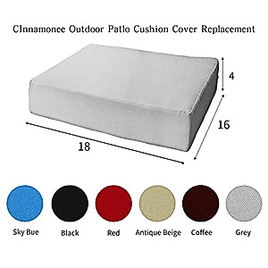 Cinnamonee Patio Cushion Cover Outdoor Seat Chair Covers Water Repellent Slipcovers Indoor Square Slip Covers with Zipper for Sofa Couch (Grey, 18x16x4), 2 Count (Pack of 1)
