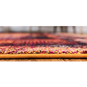 Unique Loom Estrella Collection Rustic, Distressed, Modern, Abstract Area Rug, 5 ft x 8 ft, Orange/Black