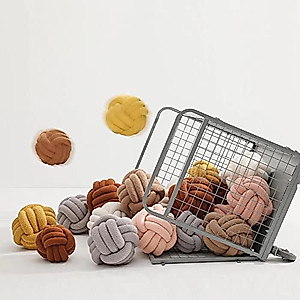 XVTRU Knot Ball Pillow Boucle Ball Throw Pillows Lamb Wool Handmade Knotted Ball Throw Pillows Home Decor Cushion Decorative Knotted Plush Pillow Cushion for Bedroom Sofa Couch Chair Caramel 11"