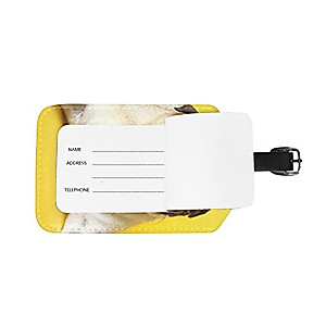 ALAZA Pug Dog Funny Luggage Tag PU Leather Bag Suitcases Label 2 Pieces Set
