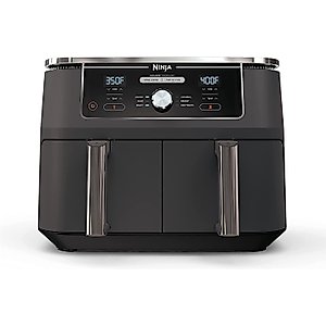 Ninja DZ201 Foodi 6-in-1 2-Basket Air Fryer with DualZone Technology, 8-Quart Capacity -Dark Grey Stainless- (Renewed)